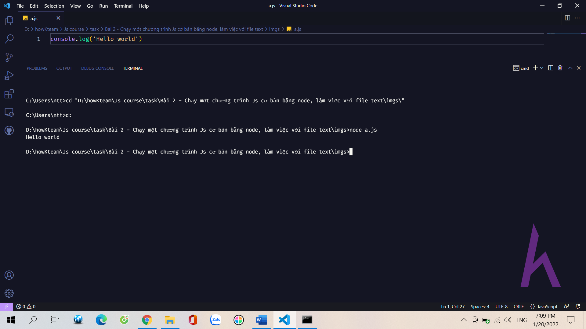 Chạy Một Chương Trình Js Cơ Bản Bằng Node Làm Việc Với File Text How 